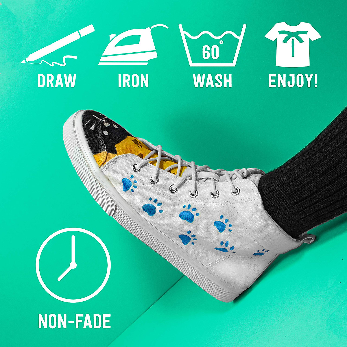 Stationery Island Fabric Markers 24 Colors Textile Permanent Marker Pen No Bleed Paint for Adults Kids Clothes Laundry T-Shirt, Shoes Handbags Graduation Signatures - Dual Felt Tip Nibs 1mm & 2mm