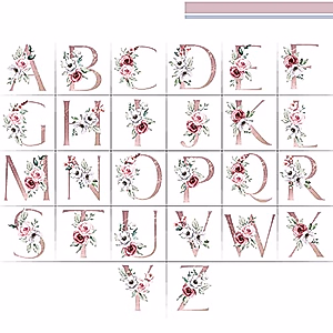 Floral Initial Canvas Bags for Women - Initial Tote Wedding Bag for Bridal Shower - Bachelorette Party Gift for Bridesmaid (Initial #A)