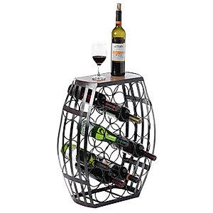 Vintiquewise Barrel Shaped 22 Bottles Decorative Table Wine Rack Storage