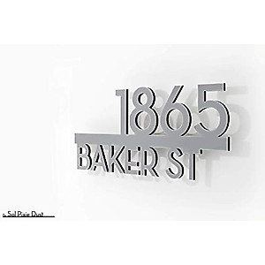 Modern House Numbers - Street Address - Gray with Black Acrylic - Contemporary Home Address - Underline Sign Plaque - Door Number - Apartment - Hotel Room