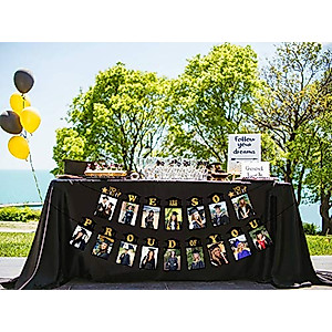 3PCS Graduation Decorations Class of 2023 Photo Banner Party Supplies - Congrats Grad We are So Proud of You Garland Decor(Black)