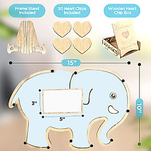 Baby Shower Guest Book Alternatives - Elephant Baby Shower Decorations For Boy - Blue Baby Shower Centerpiece - Jungle Baby Shower Decorations - Baby Sonogram Frame Keepsake- Elephant Nursery Decor Photo Frame - Safari Jungle Baby Shower Sign In Guestbook