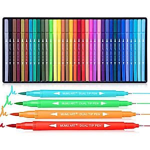 35 Dual Markers Pen for Adult Coloring Book, Coloring Brush Art Marker, Fine Tip Colored Pens for Kids, Bullet Journaling Drawing Planner