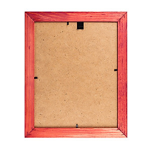 Rustic Wooden Picture Frame 9x12-100% Natural Solid Eco Distressed Wood for Wall Mounting Tabletop Photo Frame - Red