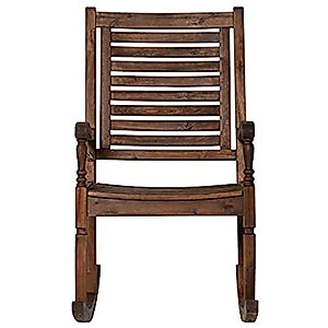 Walker Edison Montego Traditional Acacia Wood Slat Back Patio Rocking Chair, 42 Inch, Dark Brown