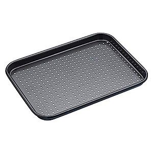MasterClass KCMCCB54 Crusty Bake Perforated Baking Tray with PFOA Non Stick, Robust 1 mm Carbon Steel, 24 x 18 cm, Grey