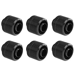Dracaena 6 Pack G1/4" Thread to 3/8" ID, 1/2" OD Compression Fitting for Soft Tubing, Soft Tube Connectors for Computer Water Cooling System, Black