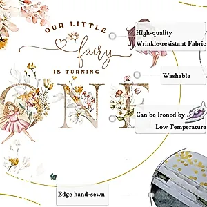 Rsuuinu Floral Fairy 1st Birthday Backdrop for Photography Flowers Fairy Tale Tea Wonderland Princess Girl Happy First Birthday Party Background Decoration Banner Supplies Photo Booth Props 7x5ft