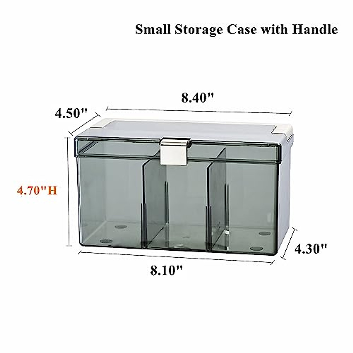 BangQiao Small Plastic Storage Box with Handle and Adjustable Dividers, Multipurpose Lockable Container Case for Sewing, Stationery, Art&Craft Supplies, Cosmetics, First Aid Kit, Clear/Smoke Green