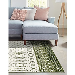 Rugs.com Moroccan Trellis Collection Rug – 6' x 9' Ivory Green Medium Rug Perfect for Bedrooms, Dining Rooms, Living Rooms