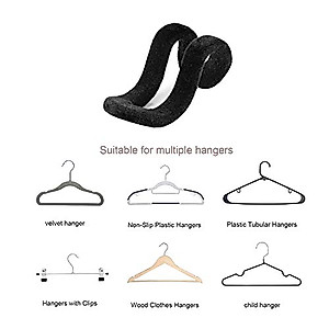 Clothes Hanger Connector Hooks, 60 Pcs Heavy Duty Velvet Clothes Hangers with Cascading Hook, Space Saver Mini Cascading Hangers for Clothes, Closet(Black)