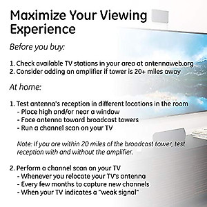 GE Modern Loop Rabbit Ears Indoor TV Antenna, 15 inch Extendable Dipoles, 4K 1080P VHF UHF, Tabletop Antenna, Digital HDTV Antenna, Smart TV Compatible, 4ft Coaxial Cable, Black, 33675