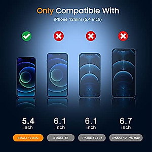 UniqueMe [3+2 Pack] for iPhone 12 Mini Screen Protector, (Military-Grade Shockproof) with 3 Tempered Glass Screen and 2 Camera Lens Protector and Installation Frame Clear Screen Cover