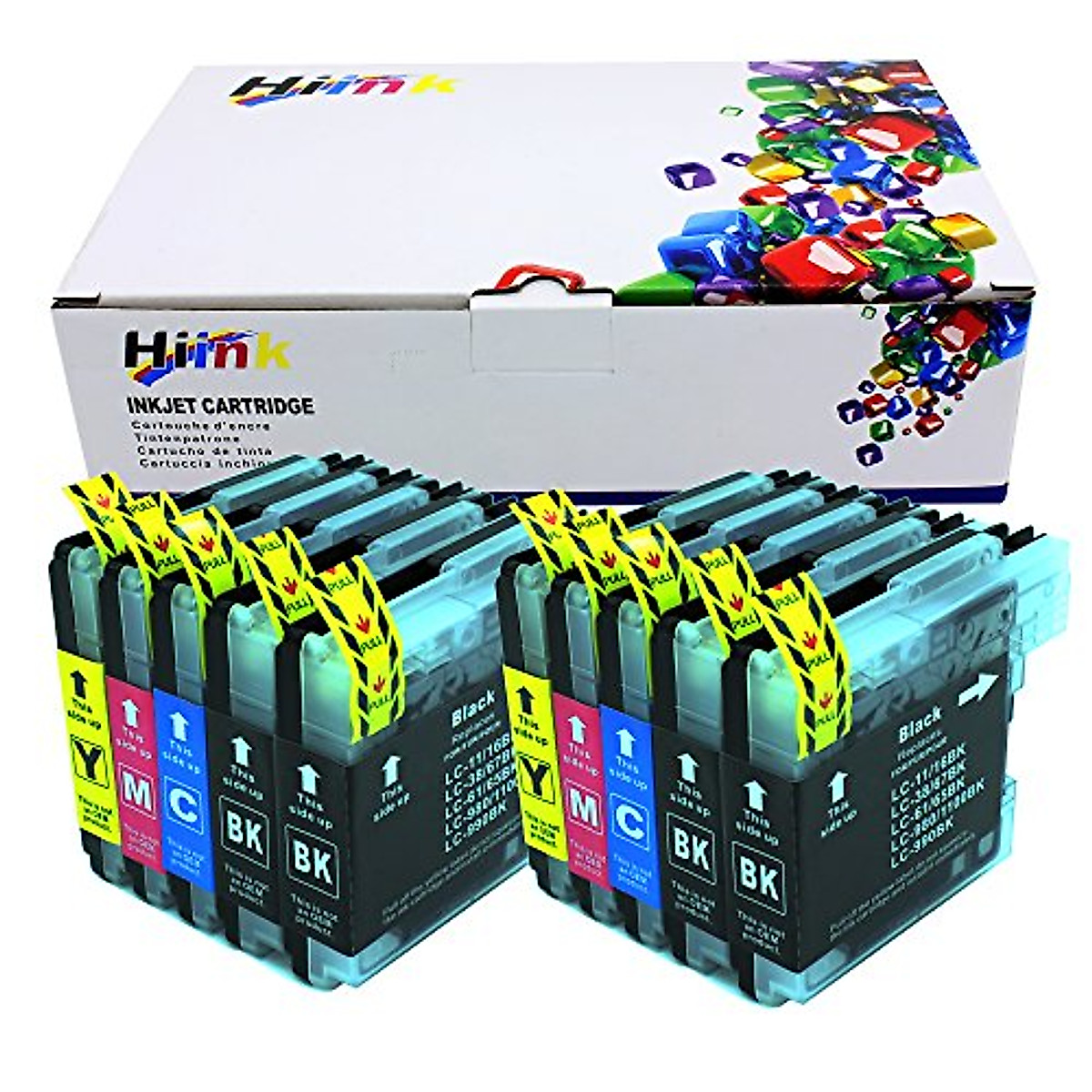HIINK Compatible Ink Cartridge Replacement for Brother LC65 LC-65 LC-61 LC61 Ink Cartridges use with DCP-165C DCP-375CW MFC-J220 MFC-255CW MFC-J265W MFC-5490CN MFC-6490CW(4B, 2C, 2M, 2Y, 10-Pack)