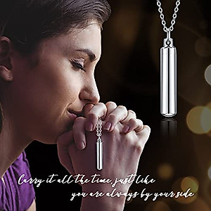 Urn Necklace for Ashes Cremation Cylinder Memorial Stainless Steel Memorial Pendant for Women Men Loved Ones (Silver,10 Pieces)