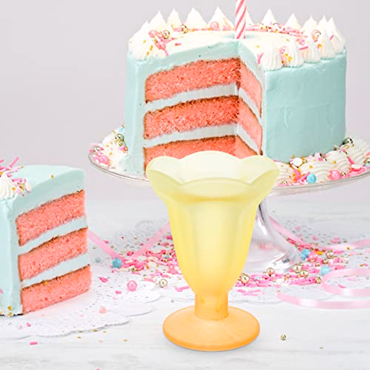 Luxshiny Ice Cream Cup Frosted Glass Dessert Bowl Juice Beverage Container Wine Cocktail Glasses Smoothie Cup for Summer Hawaiian Luau Party Favors