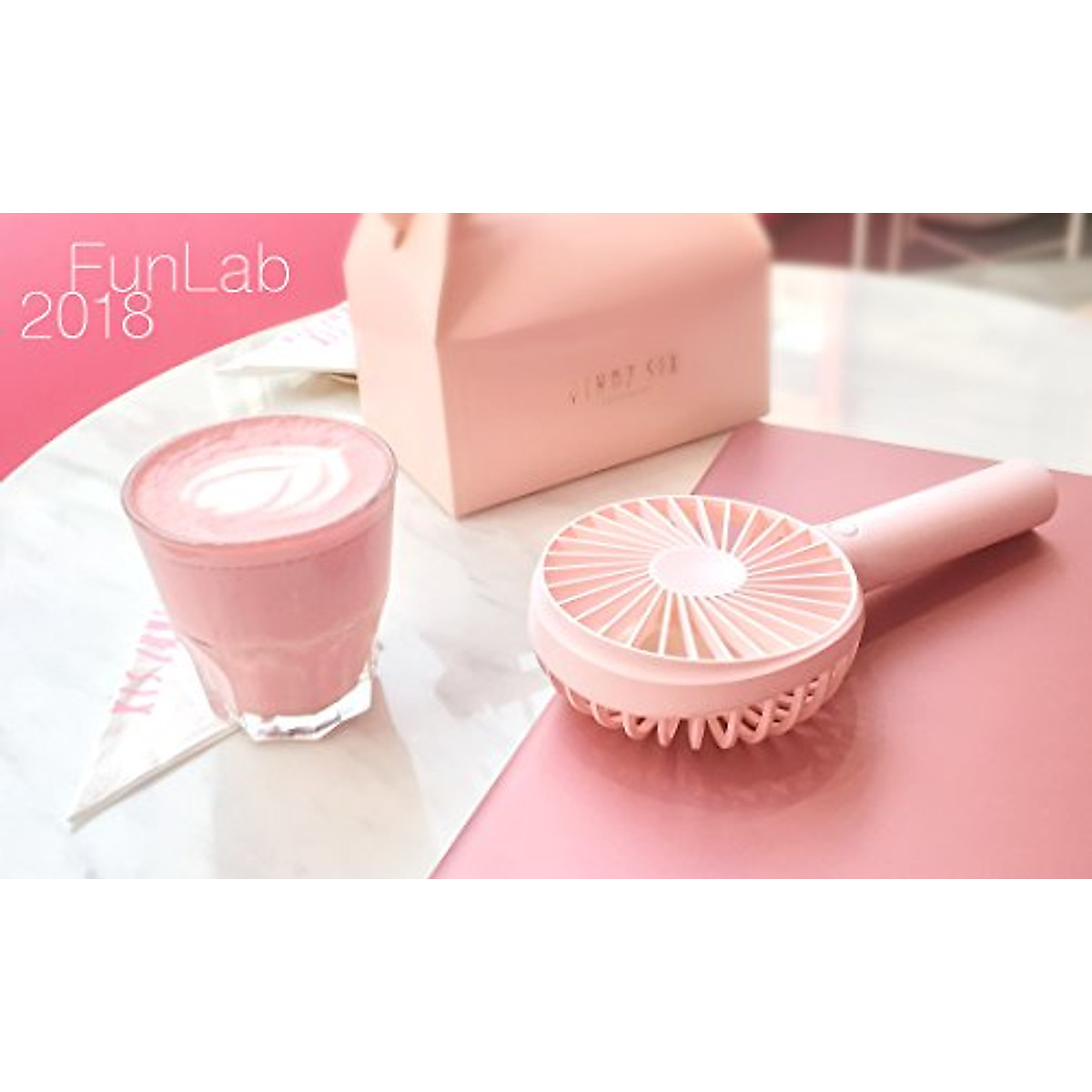 YIHUNION Mini Handheld Fan Portable, Hand held Personal Fan Rechargeable Battery Operated Powered Cooling Desktop Electric USB Fan with Fan Stand, 2500mAh Battery 4 Modes for Home Travel Outdoor（Pink）