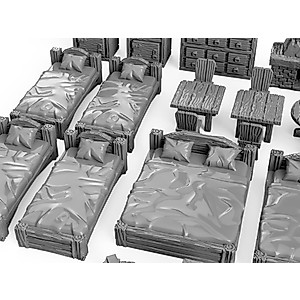 3DEGOS Tavern Bedroom Furniture Set DND Terrain 28mm for Dungeons and Dragons, D&D, Pathfinder, Warhammer 40k, RPG, Miniatures, Age of Sigmar, Tabletop, D and D, Dungeons and Dragons Gifts