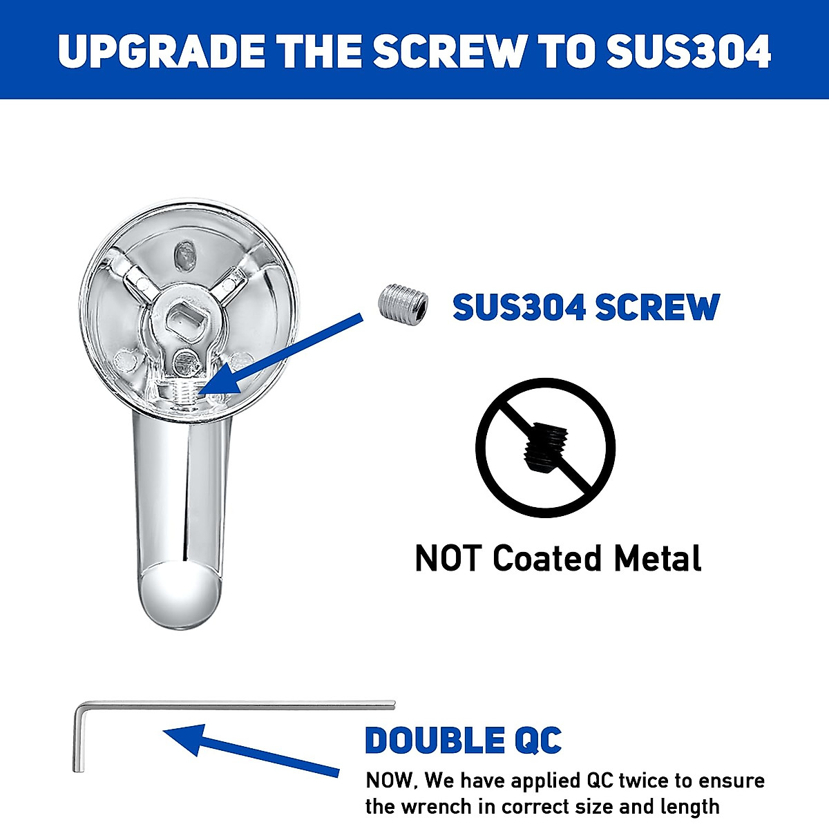 Welvzen Single Handle for H79, Shower Faucet Lever Replacement Kit for 1300/1400/13/14 Series, with SUS304 Screw & Extended Wrench