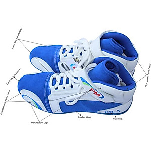 Driving Shoes, Karting Shoes, Go Kart Shoes (Blue/White, 9.5)