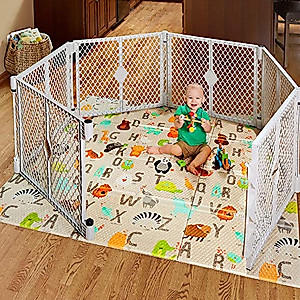 Toddleroo by North States 71" x 71" Folding ABC Play Mat - Extra large, designed to fit 6 panel or 8 panel Superyards. Foldable. Almost 36 square feet of play space (ABC multicolored)