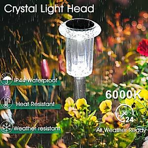 Eyrosa Solar Lights Outdoor, 15 Pack Waterproof Stainless Steel Solar Stake Lights for Pathway Garden Yard Path Walkway Driveway Lawn Patio Outside Decor, Cool White