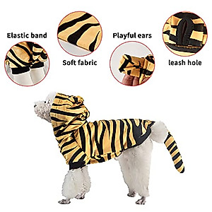 NIULA Dog Tiger Halloween Costume Pet Cosplay Tiger Clothes Cat Hoodie Coat Dogs Warm Apparel and Pet Winter Clothes(M)