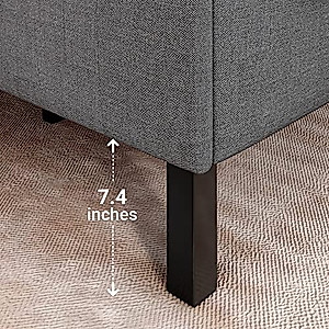 Allewie Queen Size Upholstered Platform Bed Frame/Wood Slats Support/Low Profile Bed Frame/No Box Spring Needed/Easy Assembly/Dark Grey