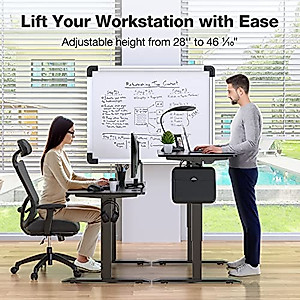 HappYard Height Adjustable Electric Standing Desk, 47 x 23 Inches Adjustable Desk w/ 4 Memory Button, Splice Board, 2 Hooks, 2 Outlet Boxes, Adjustable Height Computer Desk for Home Office, Black