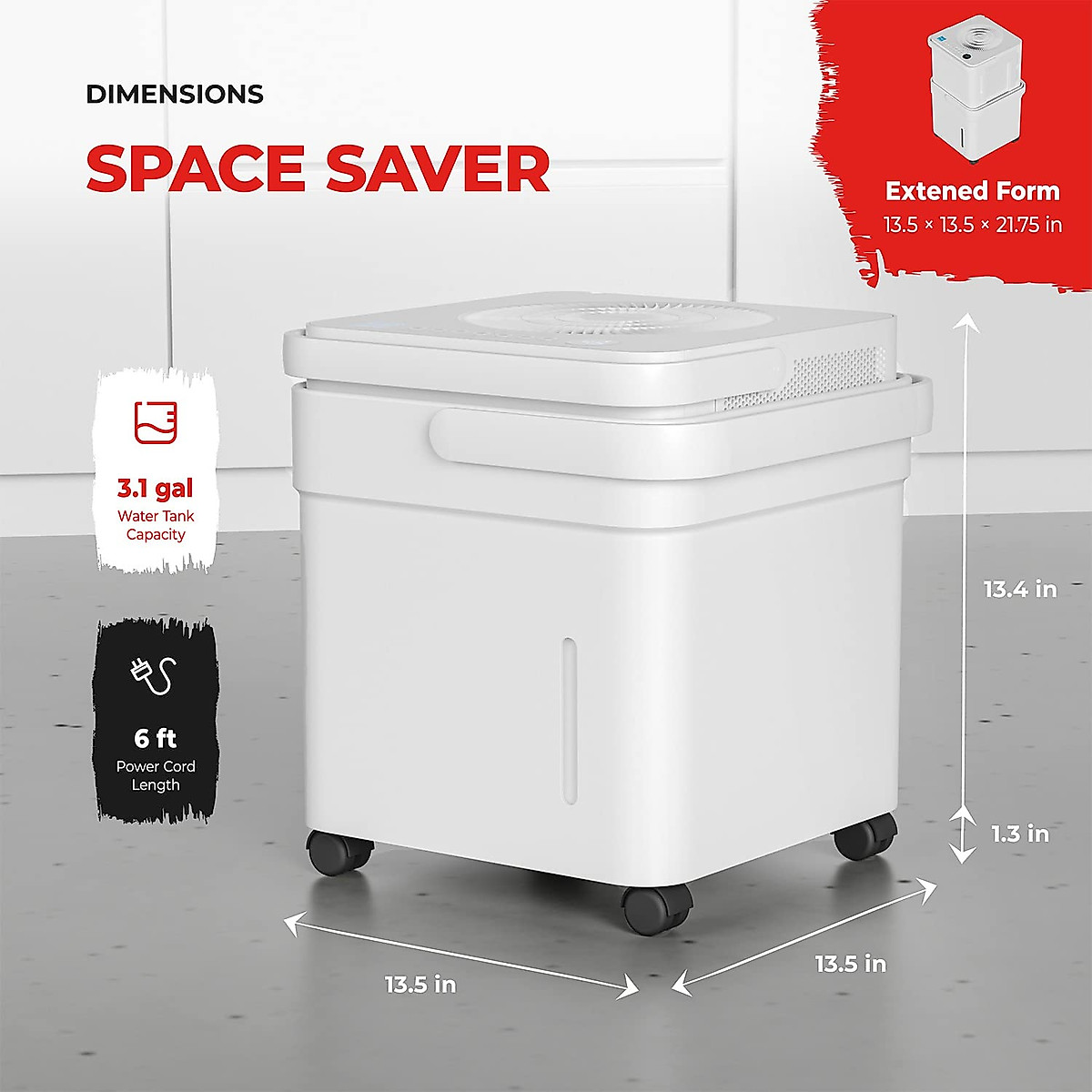 Pohl+Schmitt 2000 Sq Ft Cube Dehumidifier - 20 Pint Energy Star Portable Dehumidifier — Low Noise, Smart Humidity Control, and LED Control Panel with Lift and Twist Design