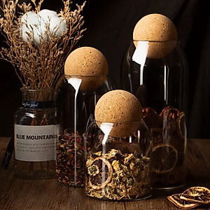 IVAILEX Glass Jars with Cork Lids, Candy Jar with Lid, Coffee jar for Counter, Cookie Jar with Airtight Lids, Clear Glass Jar for Candy, Tea, Coffee Bean, Sugar, Spices, Apothecary etc (950ml/32oz)