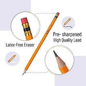 Mr. Pen- Pencils with Sharpener and Eraser, 24 Pencils, 2 Metal Pencil Sharpeners, 2 Erasers, Pencils and Sharpener, Pencil and Sharpener Set, School Supplies, Pencil with Sharpener, Erasers for Kids