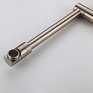 LEEOX Pot Filler Faucet, Solid Brass Kitchen Faucet, Deck Mount Kitchen Sink Faucet with Double Swing Arm, Dual Handle Hot and Cold Water Kitchen Mixer Tap,Gold (Color : Brushed Nickel)