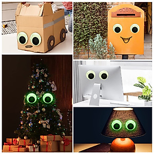 TOAOB 8pcs Glow in The Dark Wiggle Googly Eyes Self Adhesive Luminous Googly Eyes 50mm Plastic Sticker Eyes for DIY Crafts Scrapbooking Decoration