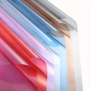 NUOBESTY 20 PCS Cellophane Wrap Roll Colored Cellophane Sheets 7 Colored Cellophane Wrap |Gifts, Baskets, Treats, Cellophane Wrapping Paper,54x54cm (Random Color)