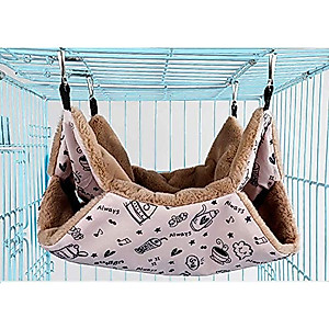 Petmolico Small Pet Hanging BunkBed Warm Hammock Bed Cage Accessories Bedding Hideout Playing Sleeping for Parrot Sugar Glider Ferret Squirrel Hamster Rat, Pink Cup - Medium Size