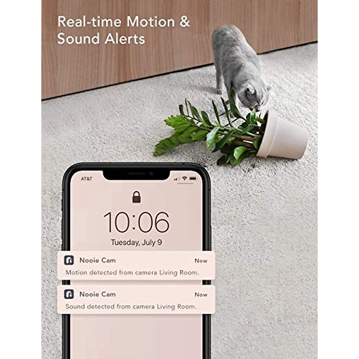 nooie Baby Camera Monitor, 2K Baby Monitor with Camera and Audio, 2.4Ghz WiFi Baby Monitor for Smartphone APP Control, Pet Camera, Motion and Sound Detection, HD Night Vision, SD or Cloud Storage