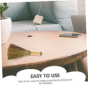 Amosfun 2pcs Miscanthus Small Broom AWN Mini Craft Brooms Wizard Broom Mini Cleaning Broom Tabletop Decor Miniature Artificial House Broom Cleaning Supplies Dark Brown Dried Miscanthus