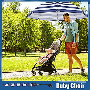 Sanwuta 4 Pcs Chair Umbrella with Clamp 46 Inches UPF 50+ Portable Clip on Parasol for Patio Adjustable Sunshade Umbrellas Beach Umbrella for Chair, Strollers, Wheelchairs, Golf Carts, Patio Chairs