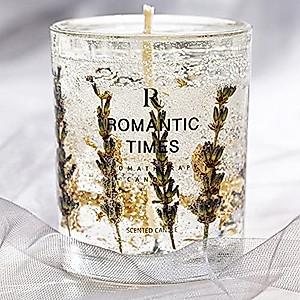 Romantic Times Jelly Scented Candles Real Flower Essential Oil Incense Candle Soothing Fragrance Cup 7.4 Oz Burning 50 Hours Floral Decorative (Velvet Rose)