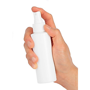 JUVITUS 4 oz / 120 ml White Plastic HDPE Refillable Cylinder Squeeze Bottle with White Fine Mist Spray (12 Pack)