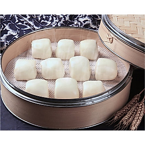 Lucky Gourd Reusable Non-Stick Silicone Steamer Pad Mesh Round Dumplings Mat,Pack of 4 (17.3 Inch/44 CM)