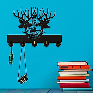 KingLive Deer Antler Wall Coat Rack Household Decor Wildllife Animal Modern Wooden Wall Hook Deer Hunting Wall Hanger Hunter Gift
