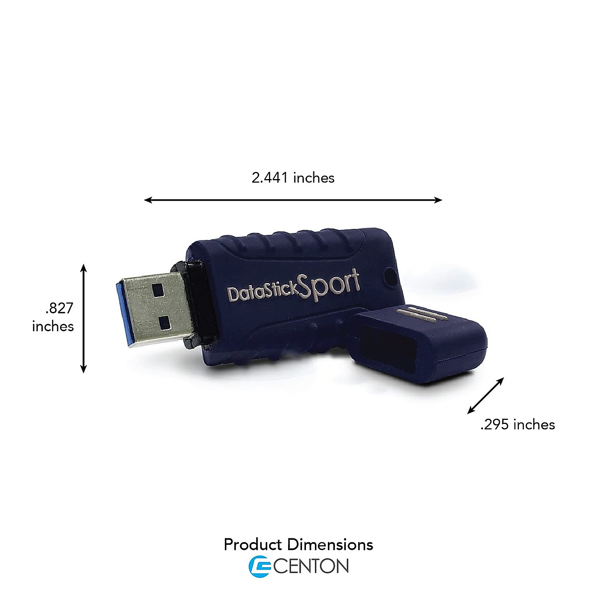 Centon Electronics MP Essentials DataStick Sport USB 3.0 Flash Drive, Waterproof USB Drive, Shock-Resistant Silicon Case, Versatile USB Stick, 8 GB Storage Capacity, Navy Blue, Pack of 5