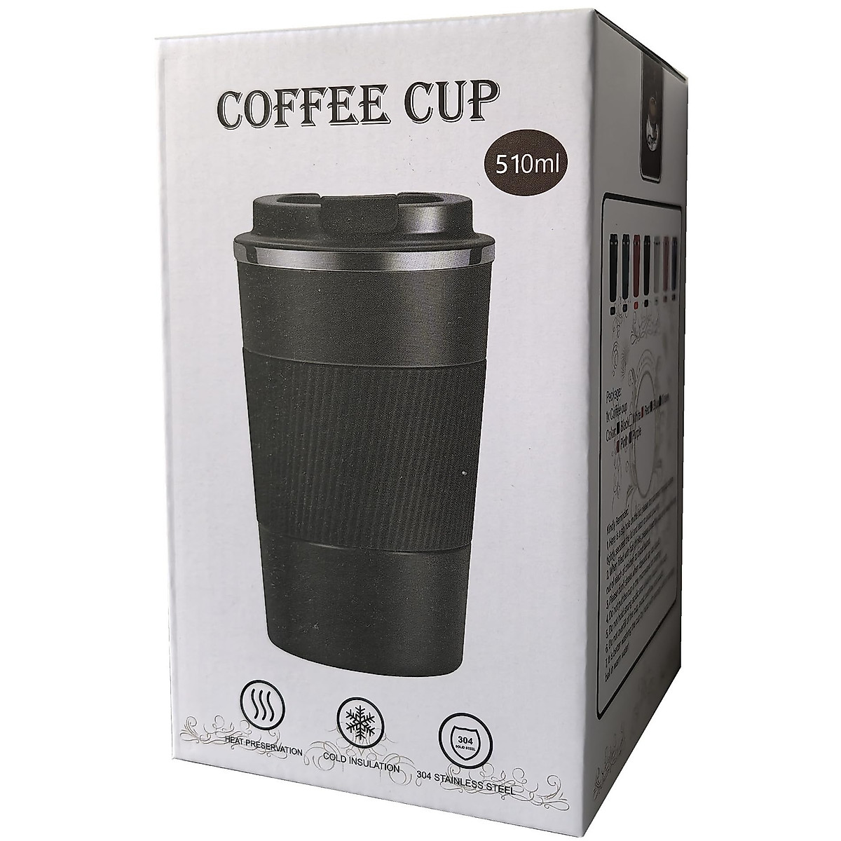 YINJOYI 17oz Travel Coffee Cups Insulated Mug Thermal Tumbler to Go with Lid Leak Proof Reusable Stainless Steel Coffee Mug Spill Proof for Hot and Iced Cold Drinks (White, 510ml)