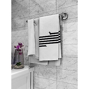 DIBOR Loveliness (Very) Long Dachshund White Kitchen Towels Dish Towels Dishcloth,Funny Dog Decorative Absorbent Drying Cloth Hand Towels Tea Towels for Bathroom Kitchen,Dog Lovers Girls Women Gifts