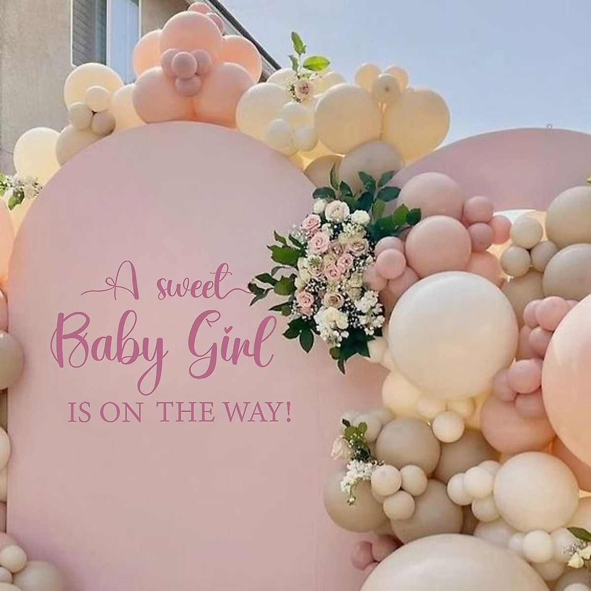 CIEQR Sweet Baby Girl Sign Decal for Baby Shower Decorations - Gender Reveal Sign Decal, Baby Shower Party Decal Sign for Party, Balloon Arch, Backdrop, Room...