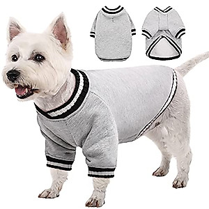 Kuoser Dog Sweater, Stretchy Pullover Fleece Dog Coat Jacket, Soft Thickening Warm Pup Dog Knitwear Sweatershirt, Windproof Winter Dog Coat Apparel Outfit with Leash Hole for Small Medium Dogs Cats