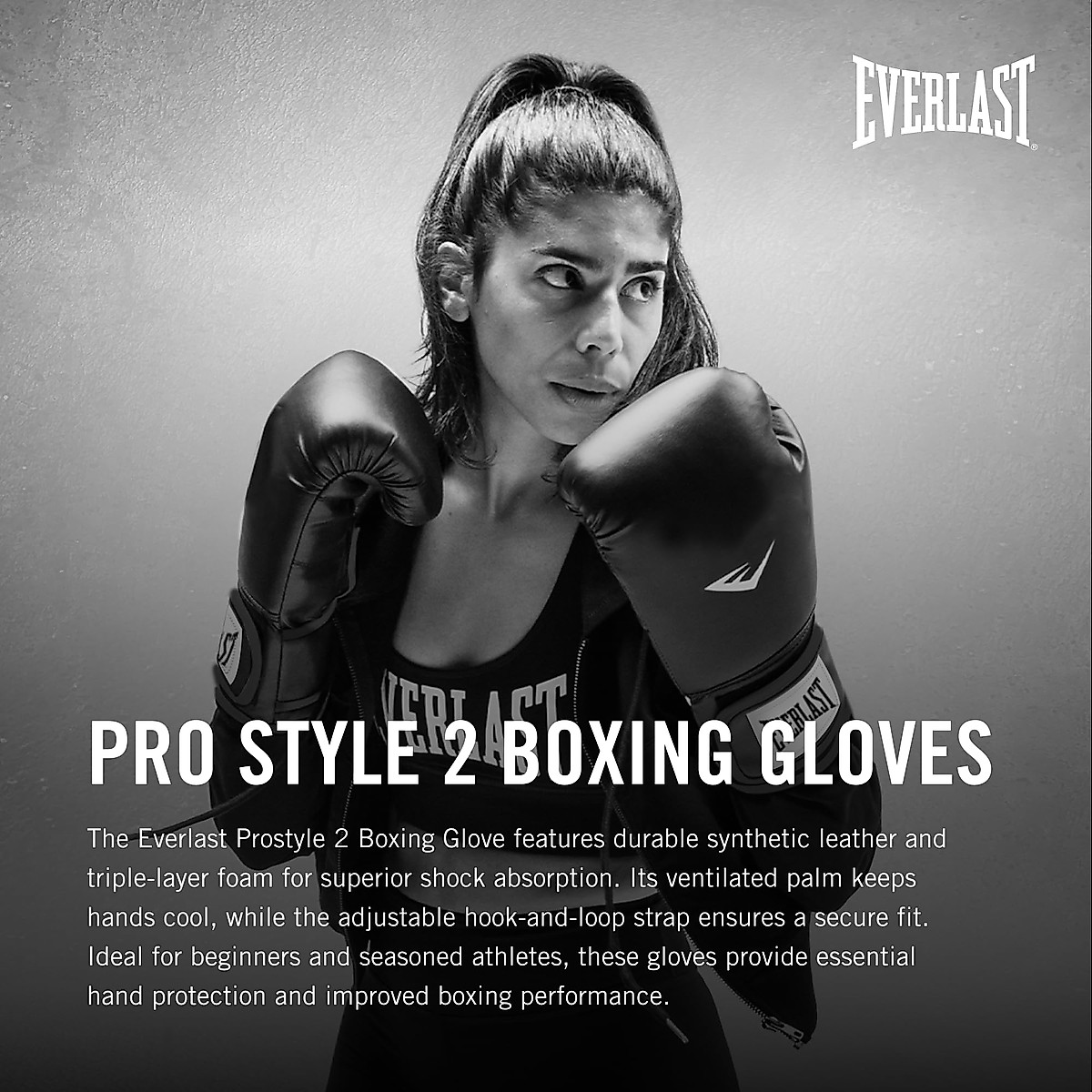 Everlast Prostyle 2 Boxing Gloves, Entry Level Training Gloves for Men and Women, Secure Fit Hook and Loop Closure & Ventilation, Heavy Bag & Speedbag Training 12 oz (White)