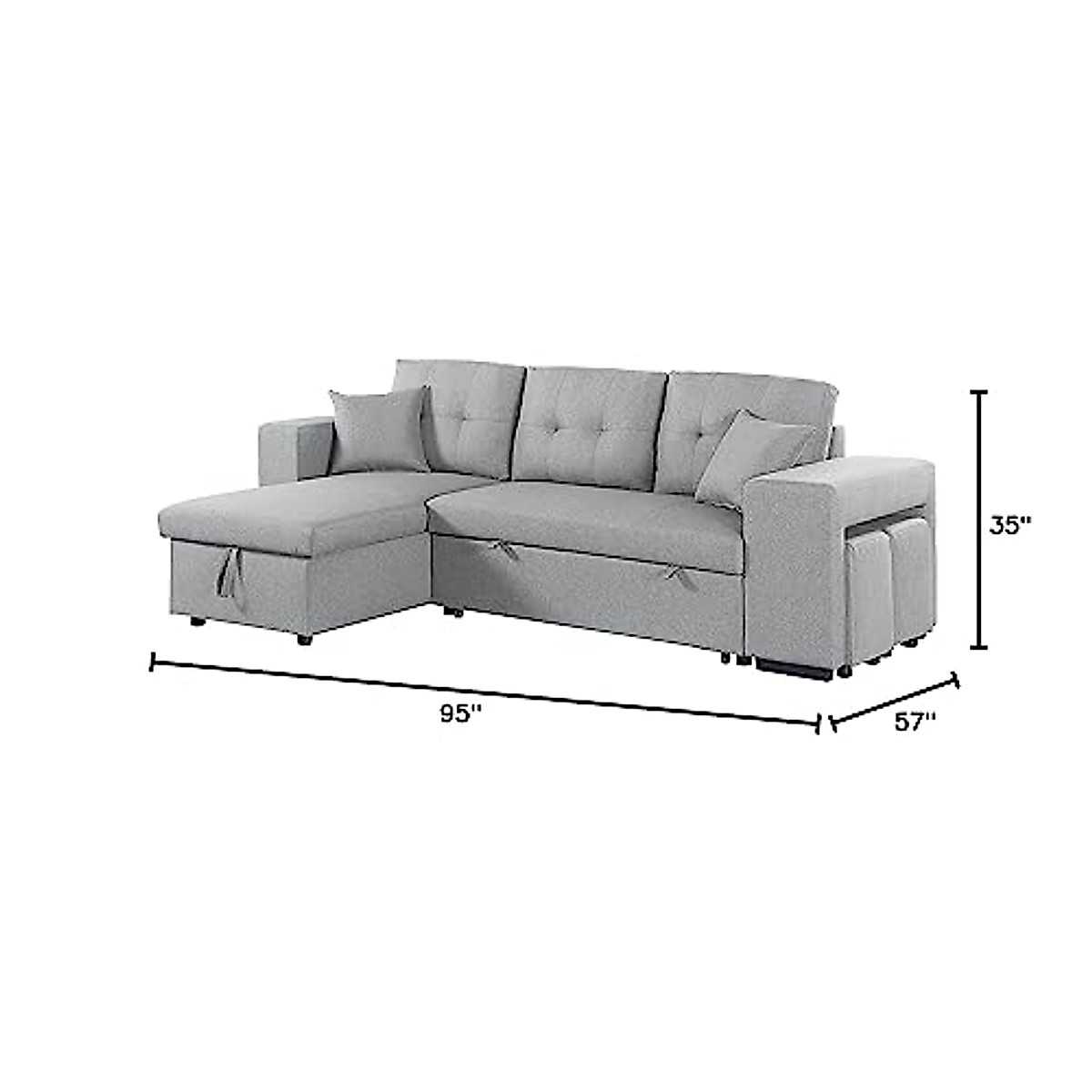 Devion Furniture Sue Sofabed, Light Gray